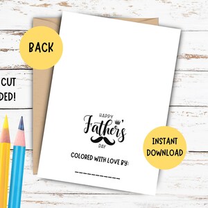 Kids Coloring Father's Day Card - PRINTABLE Father's Day Coloring Card ...