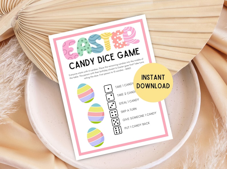 Easter Candy Dice Game! PRINTABLE Kids Easter Activity, Easter Dice ...