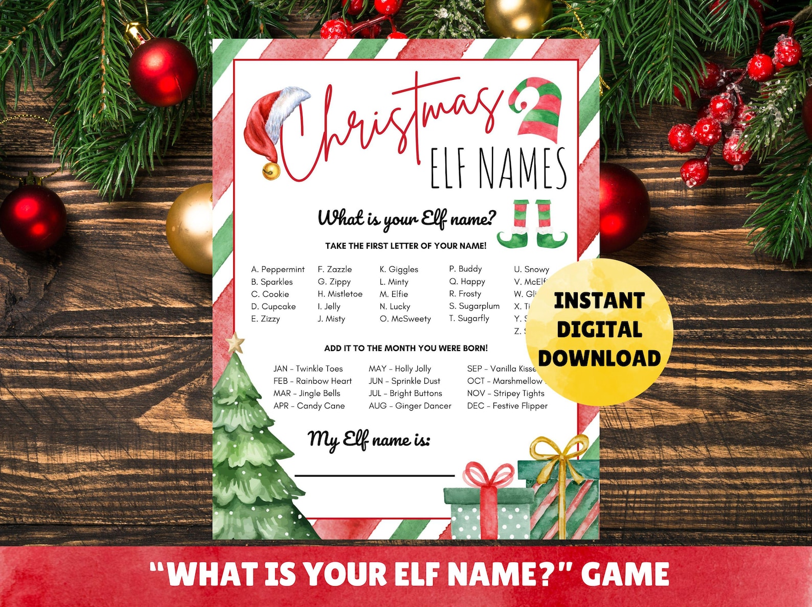 What is Your Elf Name - Printable Christmas Game - Christmas Party ...