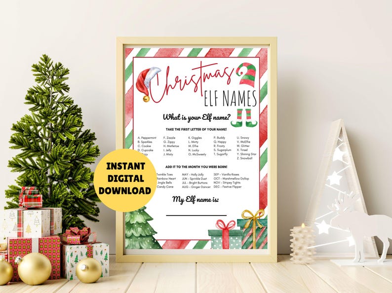 What is Your Elf Name - Printable Christmas Game - Christmas Party ...