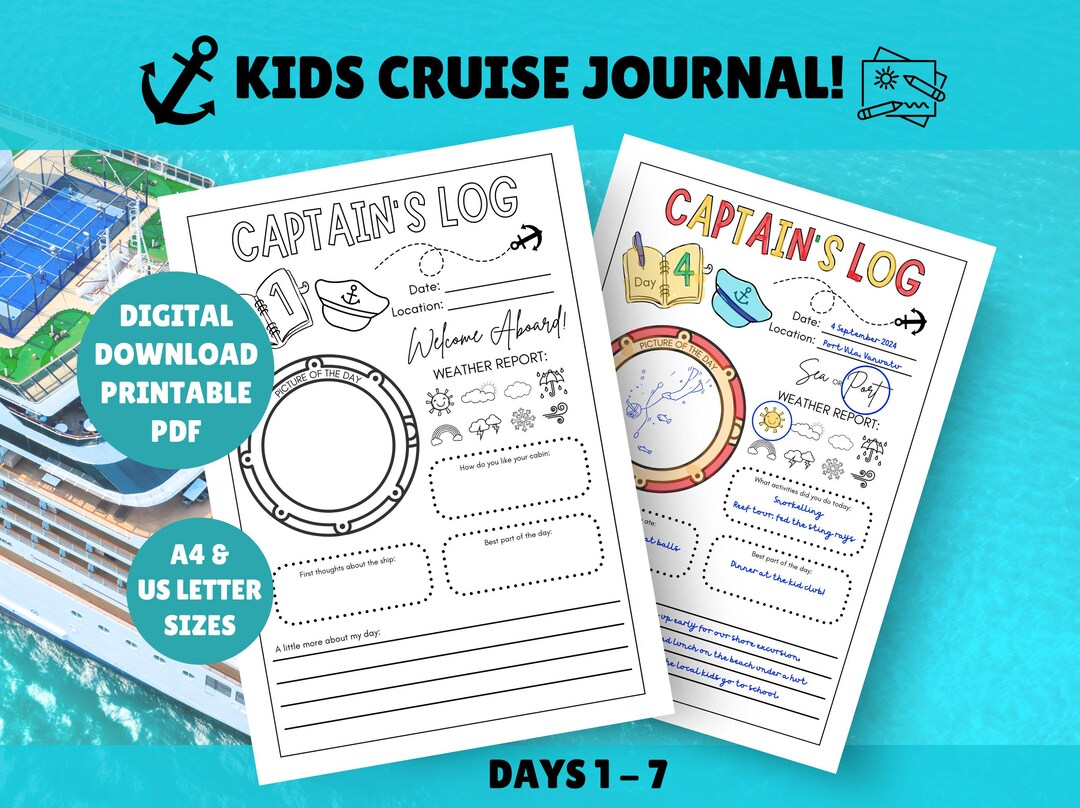 Kids Cruise Journal - Captain's Log - DIGITAL DOWNLOAD - Printable PDF ...