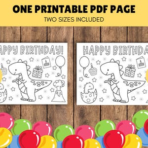 Printable Birthday Coloring Page for Kids - Dinosaur Theme - Activity ...