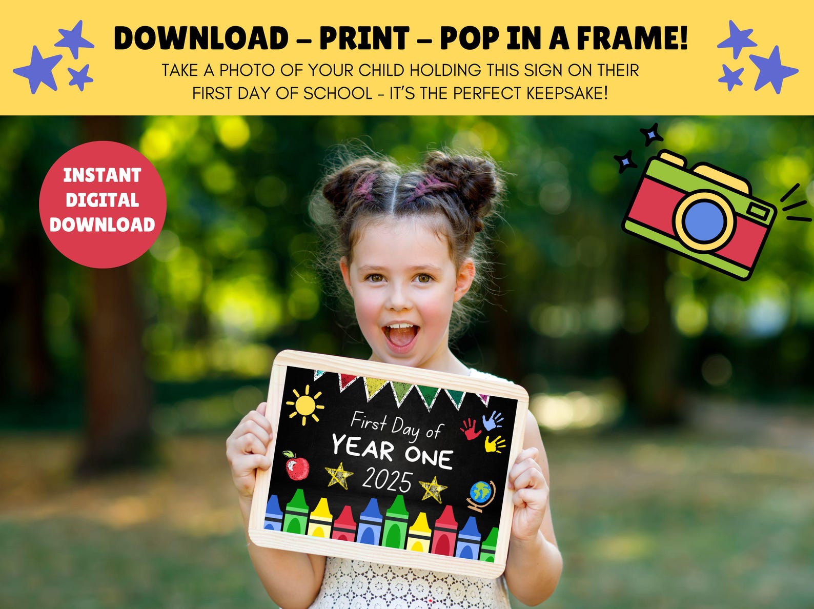 First Day of Year One 2025 - PRINTABLE Digital Chalkboard Sign ...