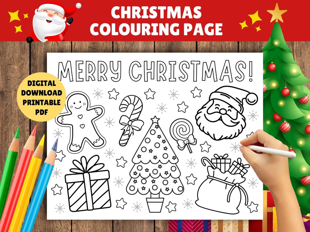 Christmas Coloring Page for Kids - Printable Christmas Placemat ...