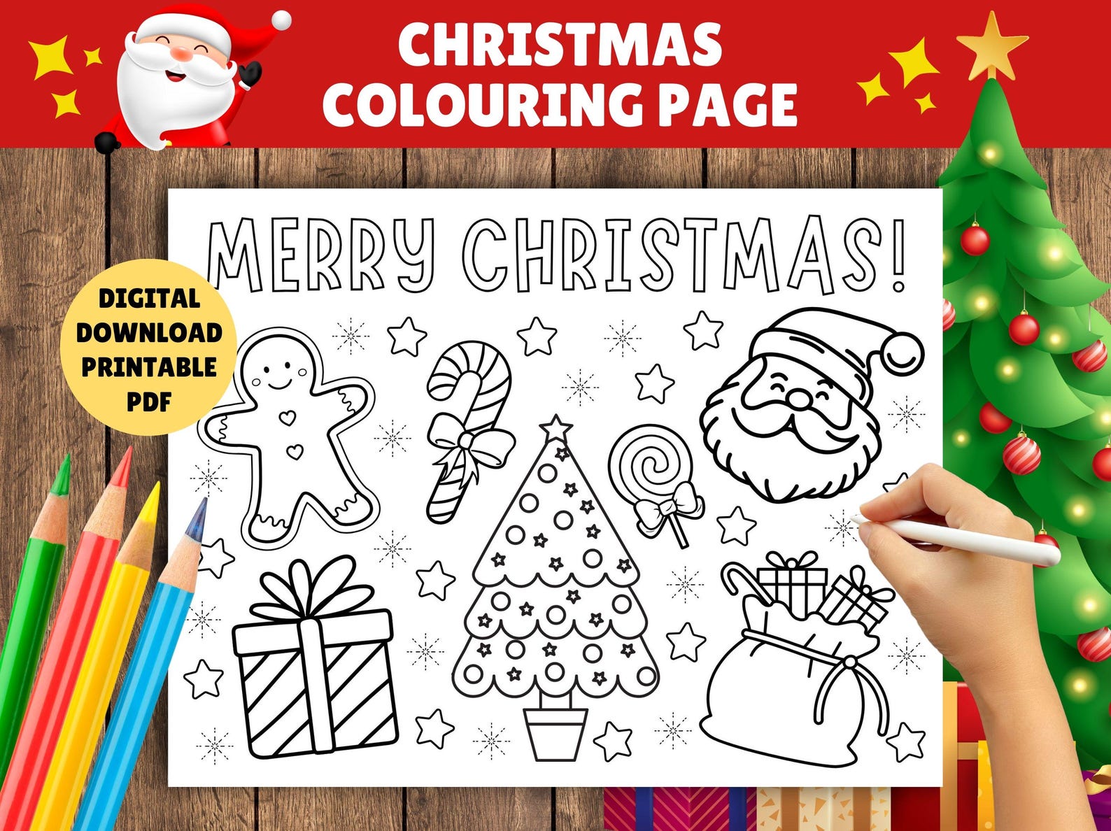 Christmas Coloring Page for Kids - Printable Christmas Placemat ...