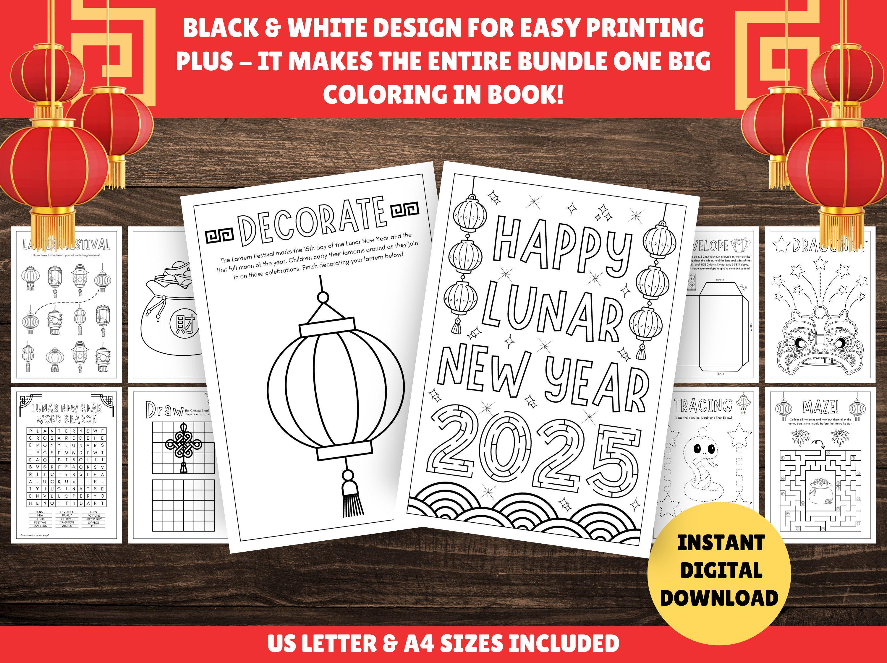 40 Pages - Kids Lunar New Year Activity Book - PRINTABLE Lunar New Year ...