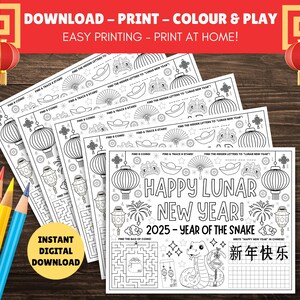 Kids Lunar New Year Activity Placemat - Lunar New Year 2025, PRINTABLE ...
