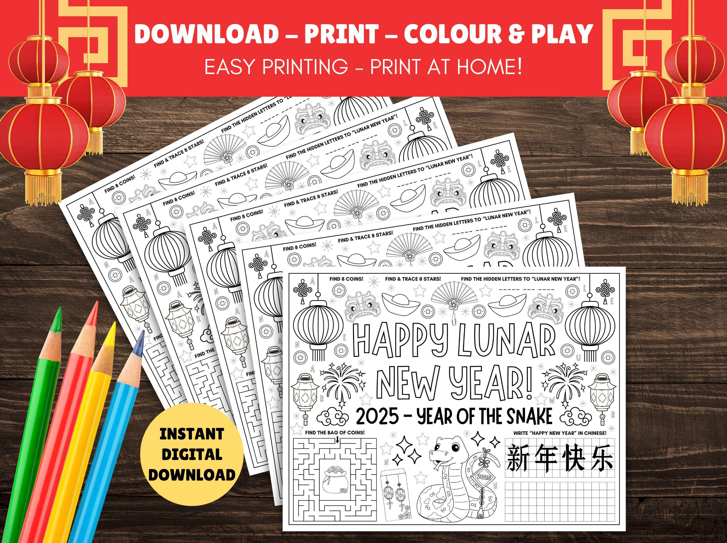 Kids Lunar New Year Activity Placemat - Lunar New Year 2025, PRINTABLE ...