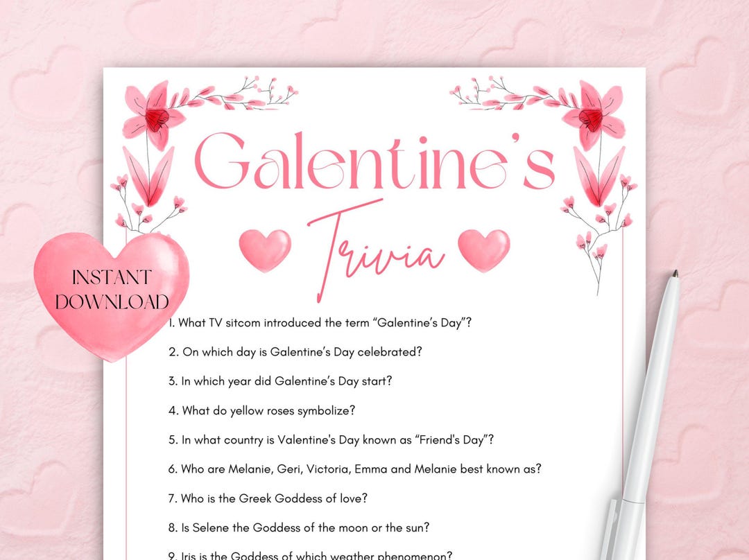 Galentine's Trivia Game! PRINTABLE Galentine's Party Game, Galentines ...