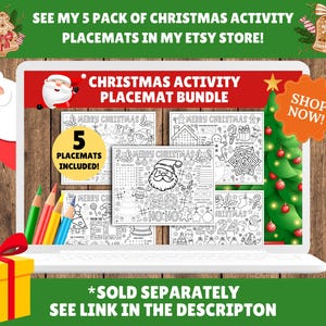 Christmas Activity Mat for Kids - Printable Christmas Placemat ...