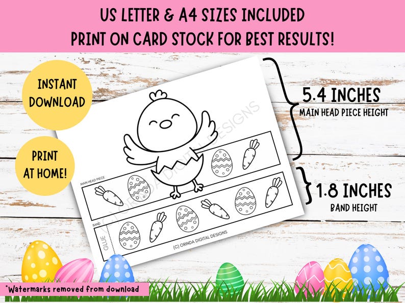 9 X Easter Paper Crowns! PRINTABLE Coloring Crown! Kids Easter Craft ...