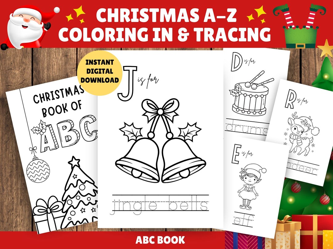 Christmas Book of ABC - Coloring Pages & Tracing Words - Alphabet Book ...