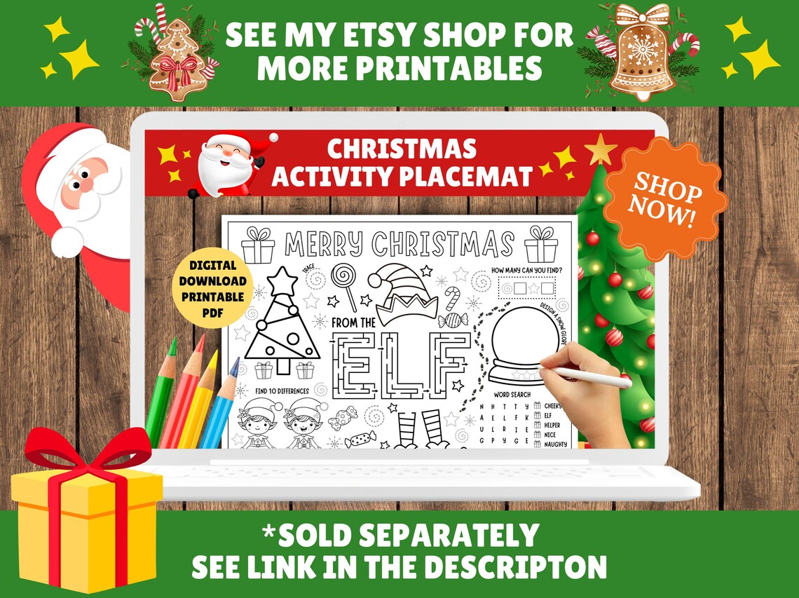 Christmas Activity Mat for Kids - Printable Christmas Placemat ...