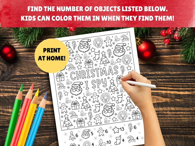 Christmas I Spy Coloring Page for Kids - Christmas I Spy Game ...