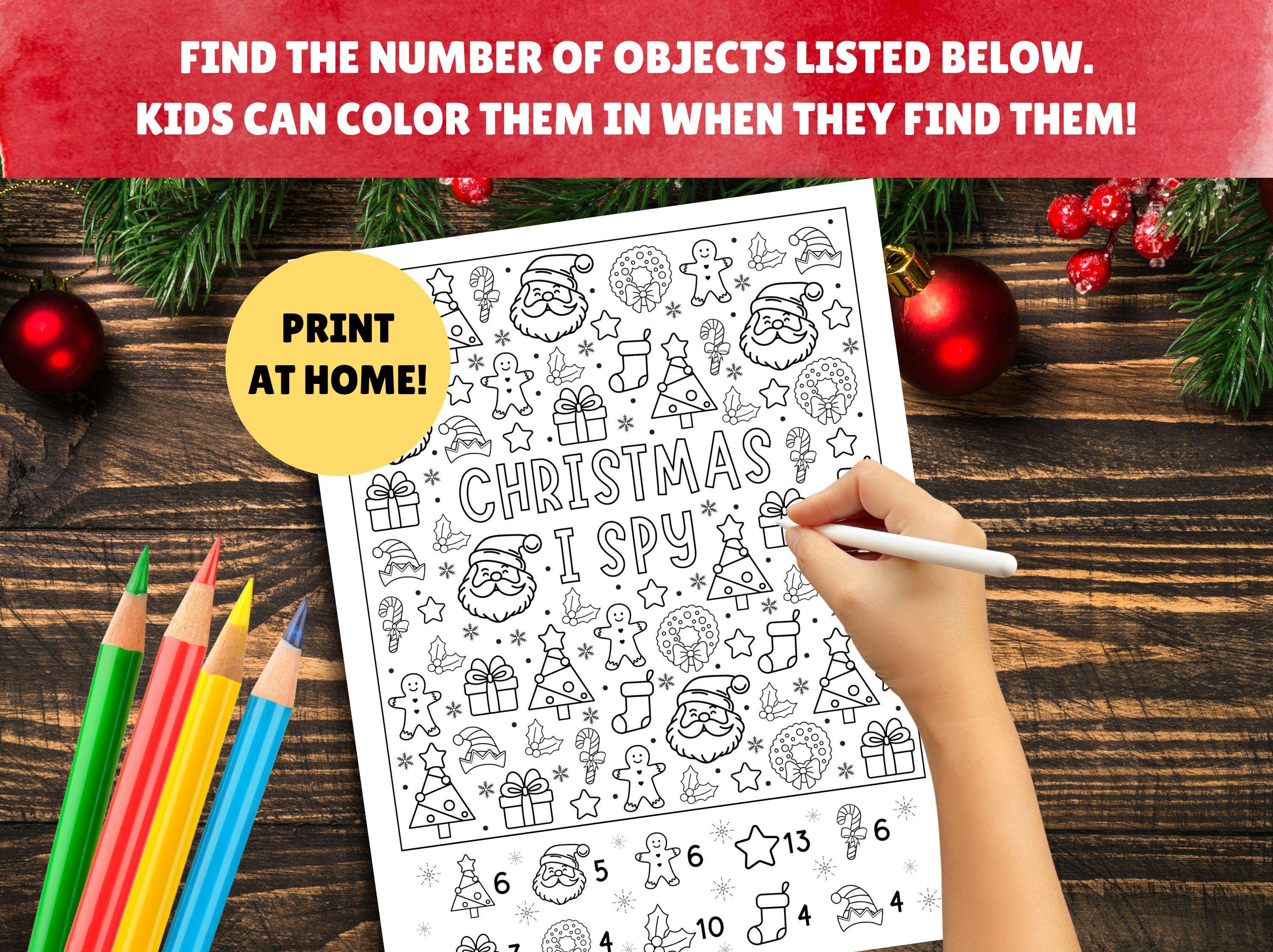 Christmas I Spy Coloring Page for Kids - Christmas I Spy Game ...