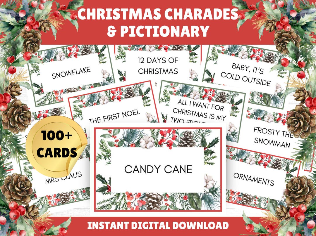 100+ Printable Christmas Charades & Pictionary Cards - Christmas ...