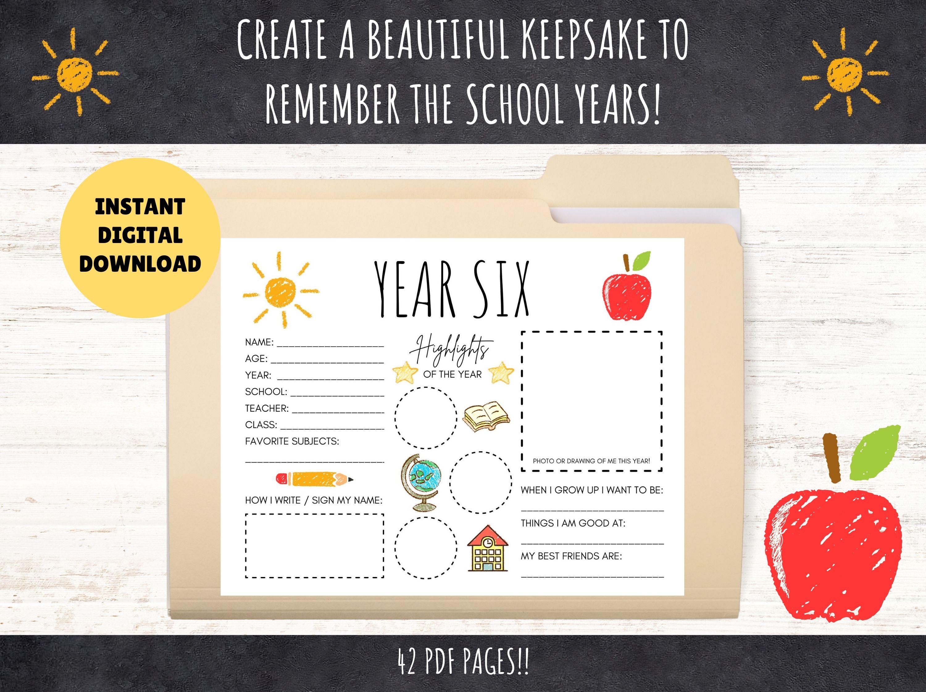 School Year Memory Pages PRINTABLE PDF Memory Box File Covers School ...