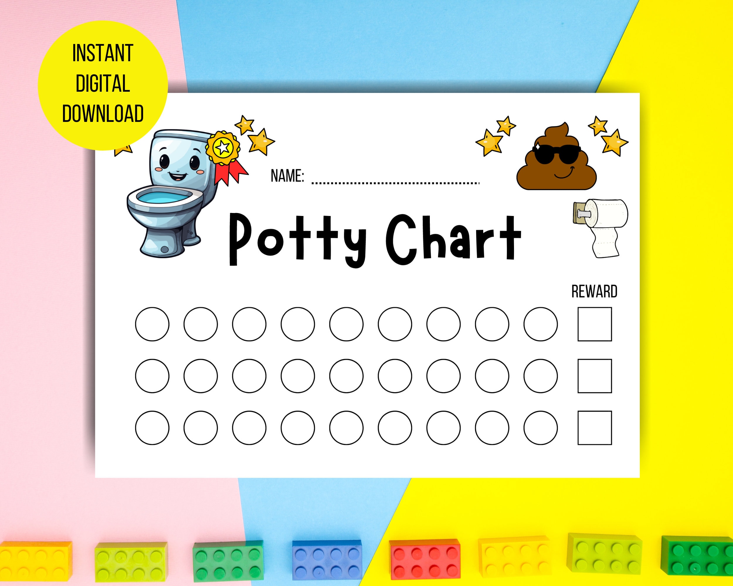 Potty Chart - DIGITAL DOWNLOAD - PDF Printable - Toilet Training ...