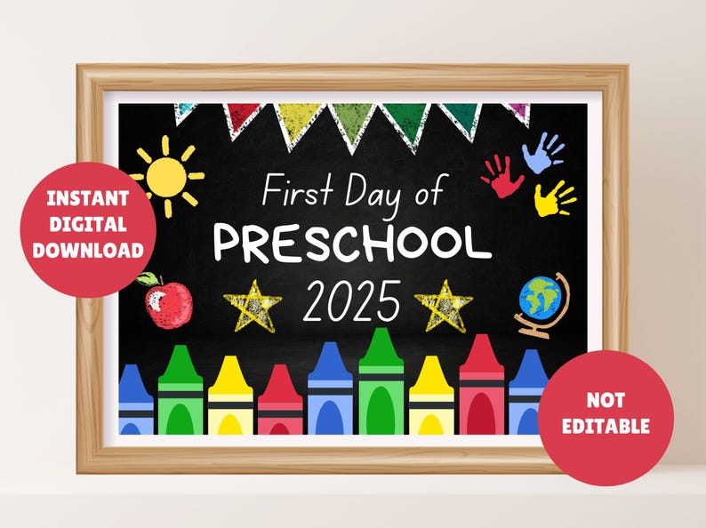 First Day of Preschool 2025 - PRINTABLE Digital Chalkboard Sign ...