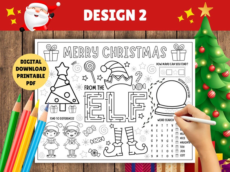 5 Christmas Activity Mats for Kids - PRINTABLE Bundle of Christmas ...