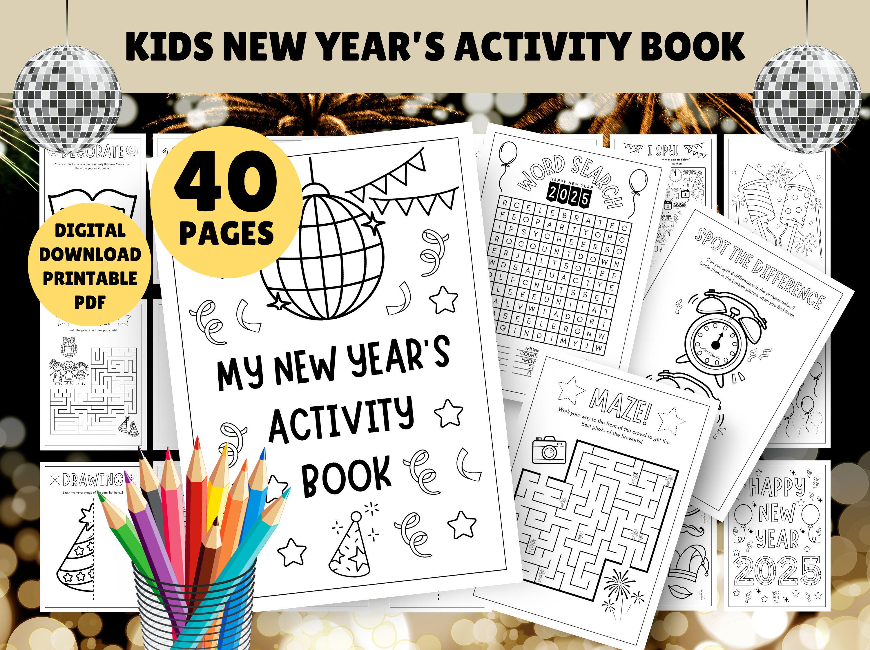 Kids New Year's Eve Activity Book - PRINTABLE New Year's Kids ...