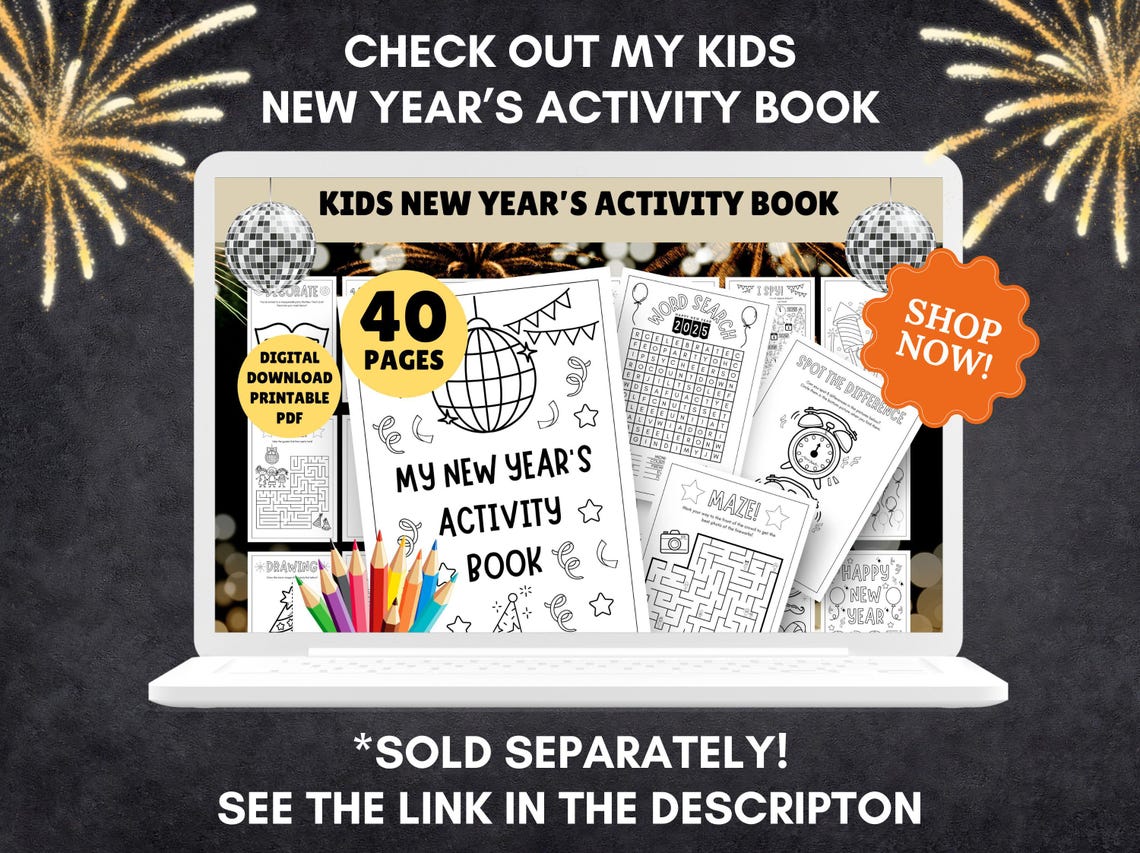 New Years Eve Activity Placemat for Kids - PRINTABLE New Years Activity ...