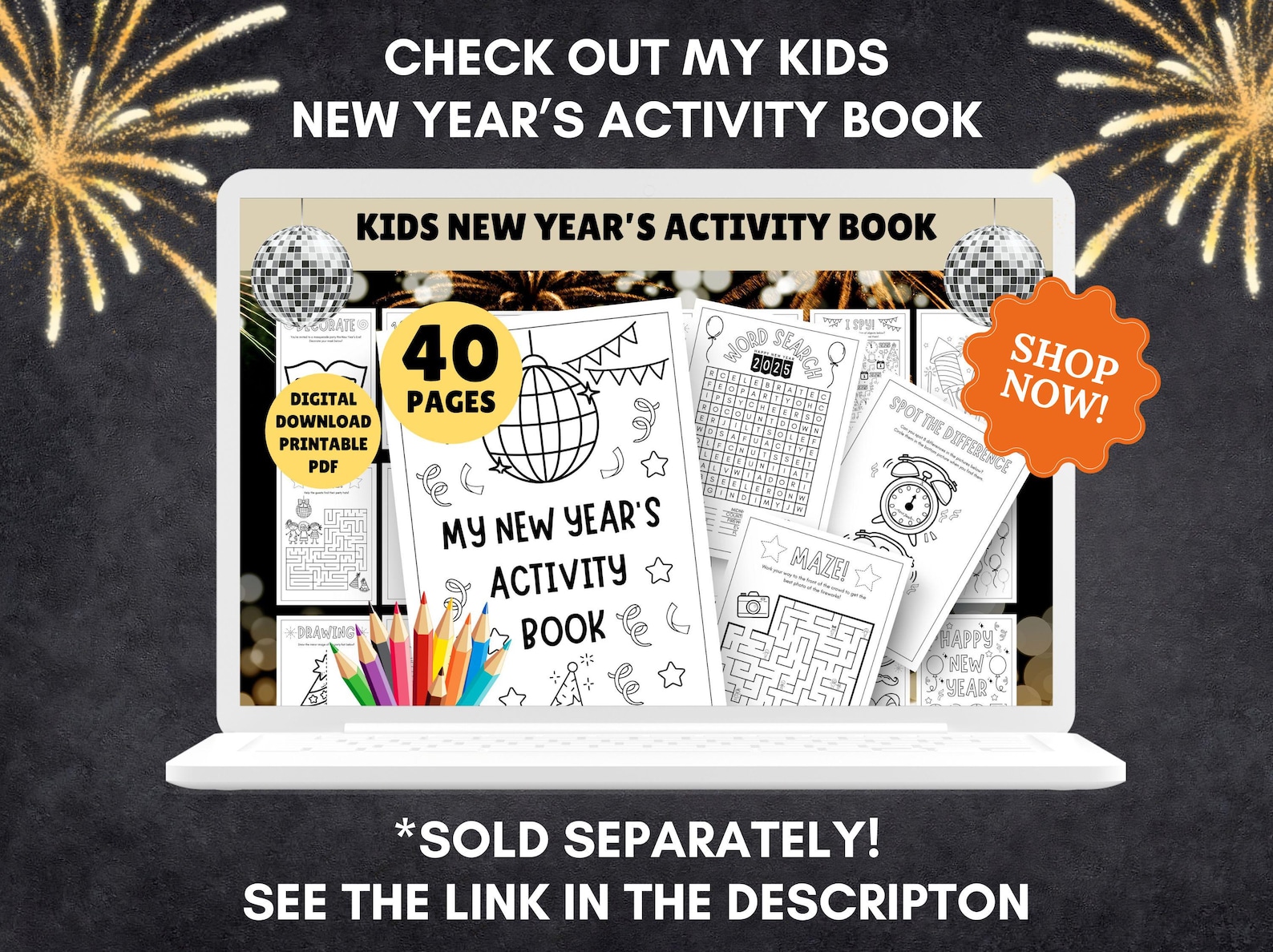 New Years Eve Activity Placemat for Kids - PRINTABLE New Years Activity ...