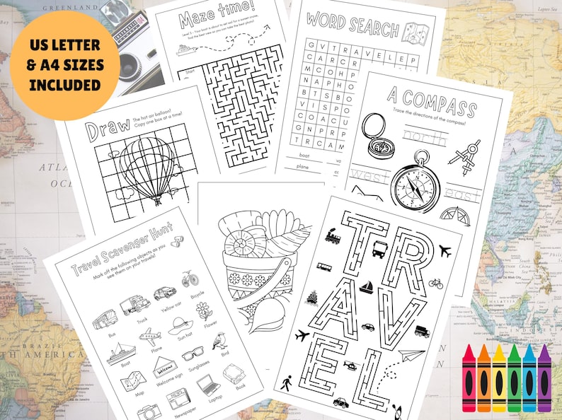 Kids Travel Activities! Printable Pdf, Instant Digital Download ...