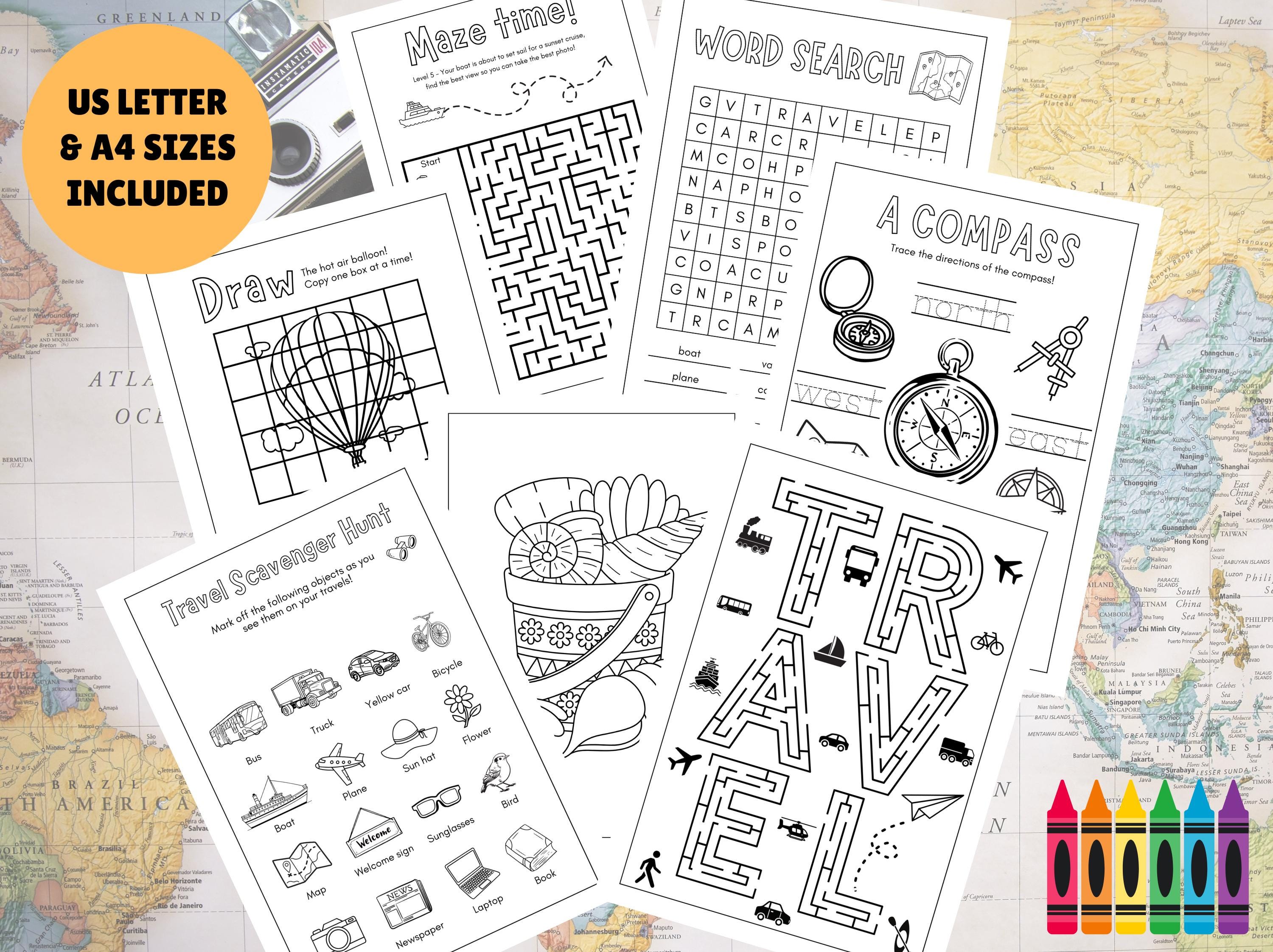 Kids Travel Activities! Printable Pdf, Instant Digital Download ...