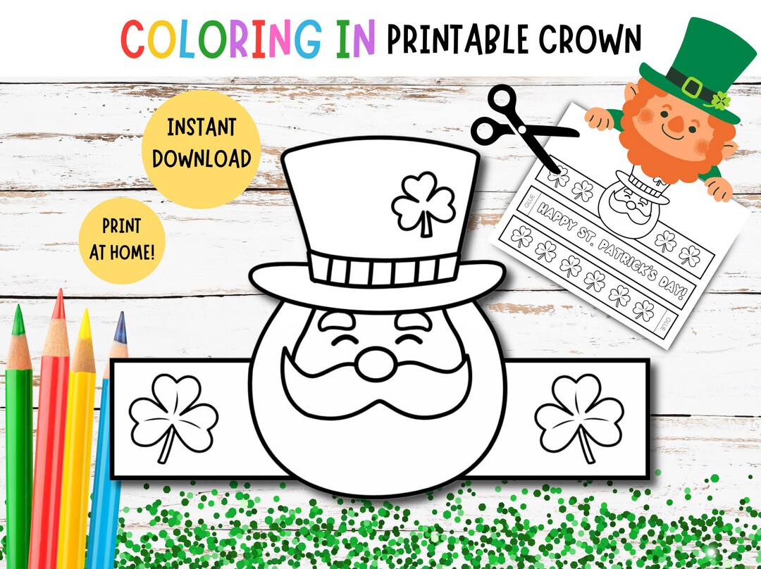 Printable Kids Crown for St Patrick's Day! St Patrick's Day Leprechaun ...