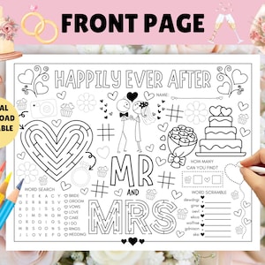 Wedding Activity Placemat for KIDS!! Kids Activity Mat for a Wedding ...