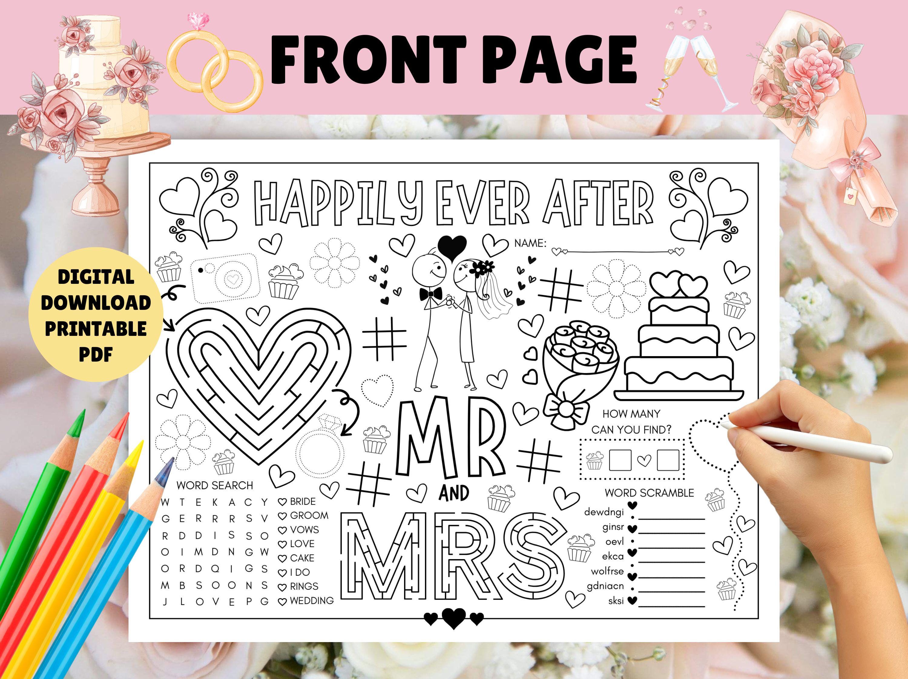 Wedding Activity Placemat for KIDS!! Kids Activity Mat for a Wedding ...
