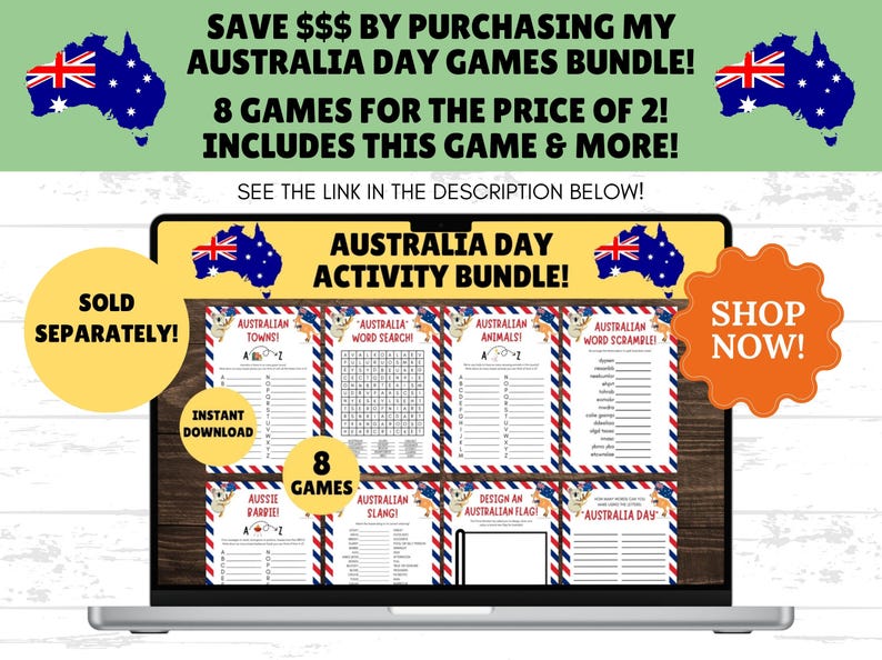 Australian Slang Game! PRINTABLE Aussie Slang Activity Game - Australia ...