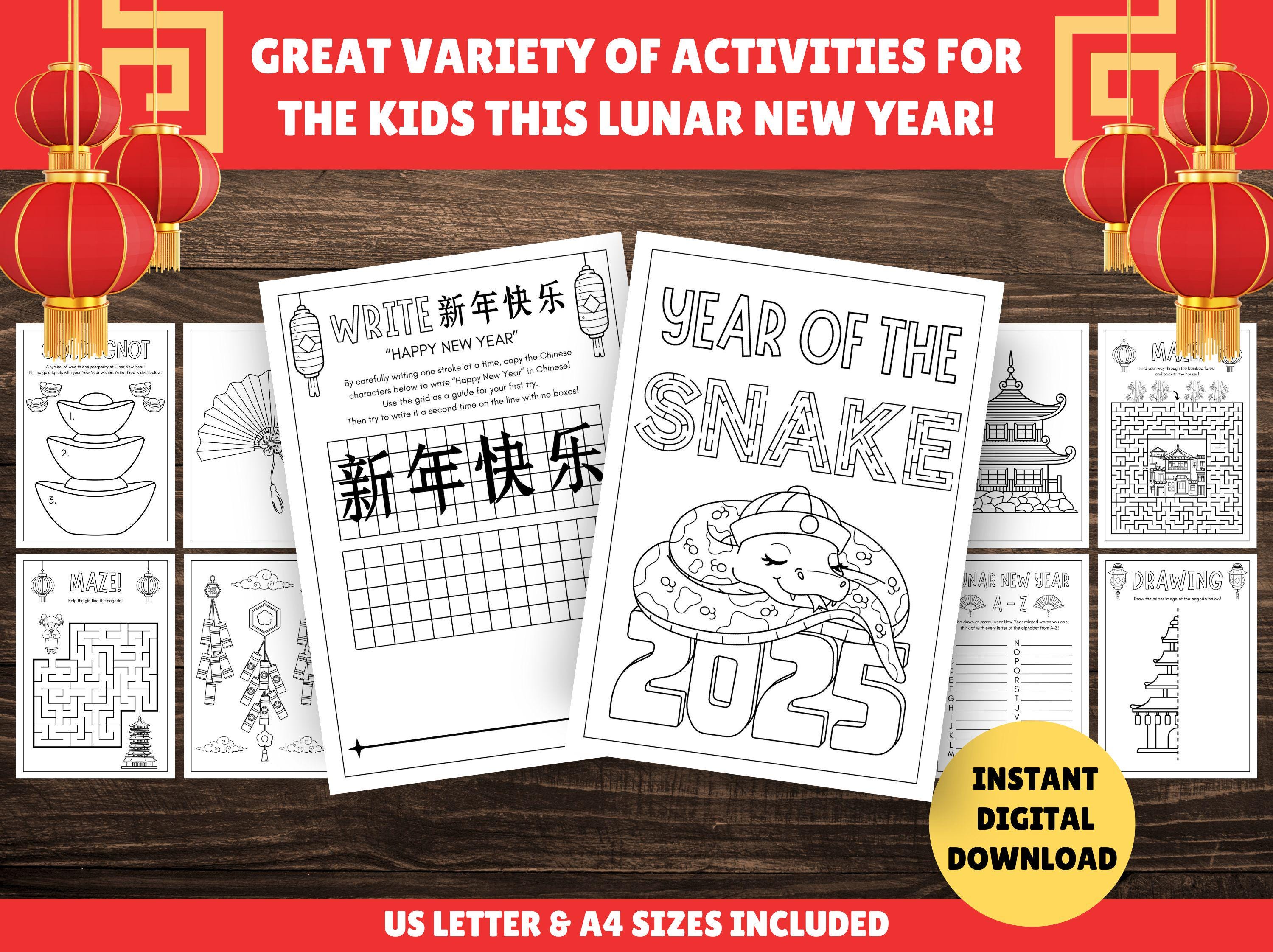 40 Pages - Kids Lunar New Year Activity Book - PRINTABLE Lunar New Year ...