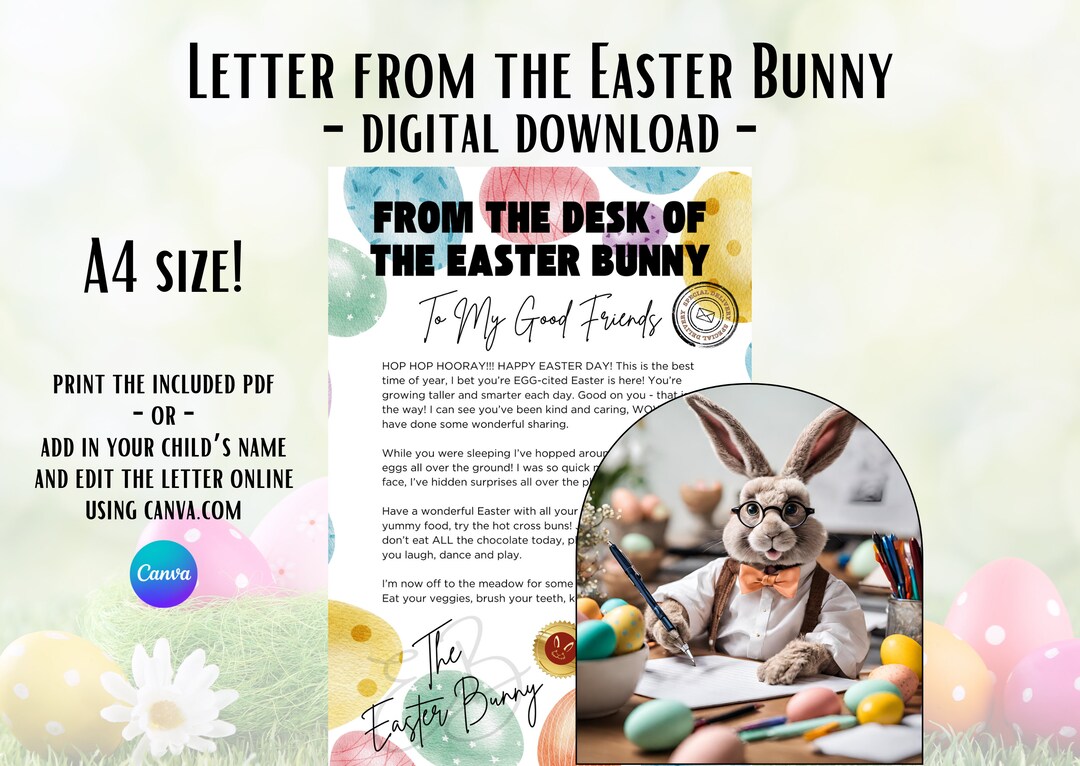 EDITABLE Easter Bunny Letter Letter From the Easter Bunny A4 Size ...