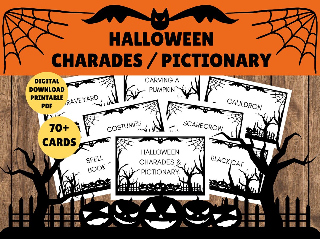 Halloween Charades & Pictionary Printable Cards - Halloween Printables ...