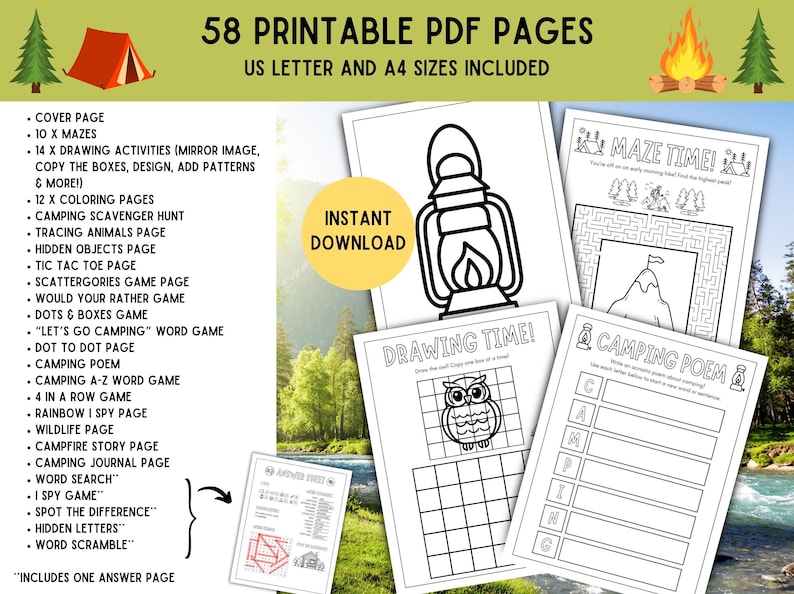 Kids Camping Activity Book PLUS Camping Journal Page! PRINTABLE PDF ...