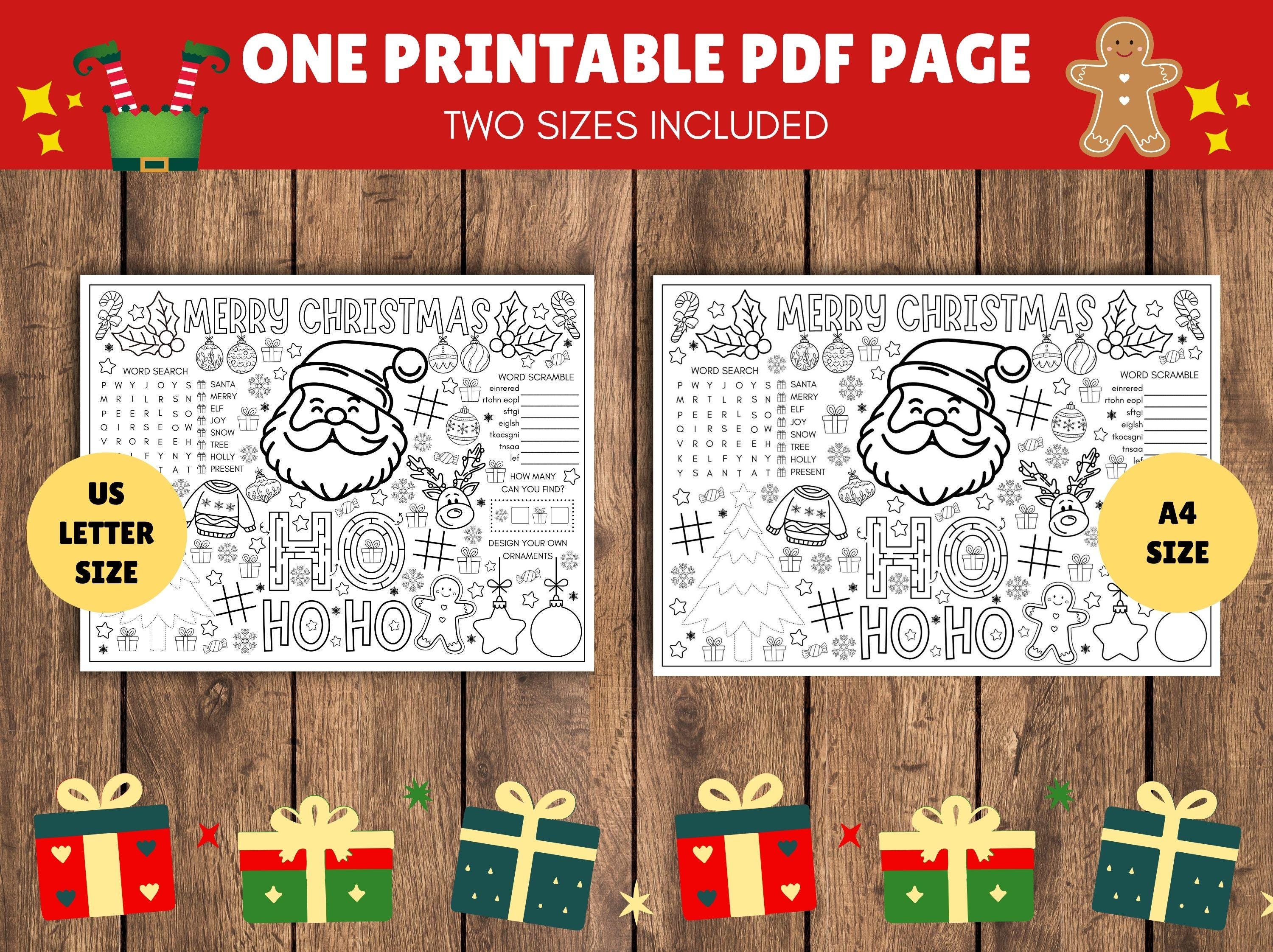Christmas Activity Mat for Kids - Printable Christmas Placemat ...