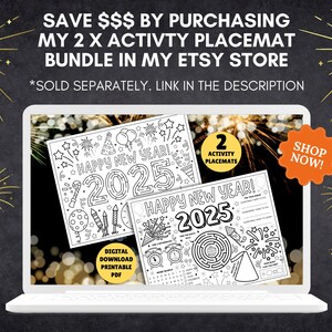 New Years Eve Activity Placemat for Kids - PRINTABLE New Years Activity ...