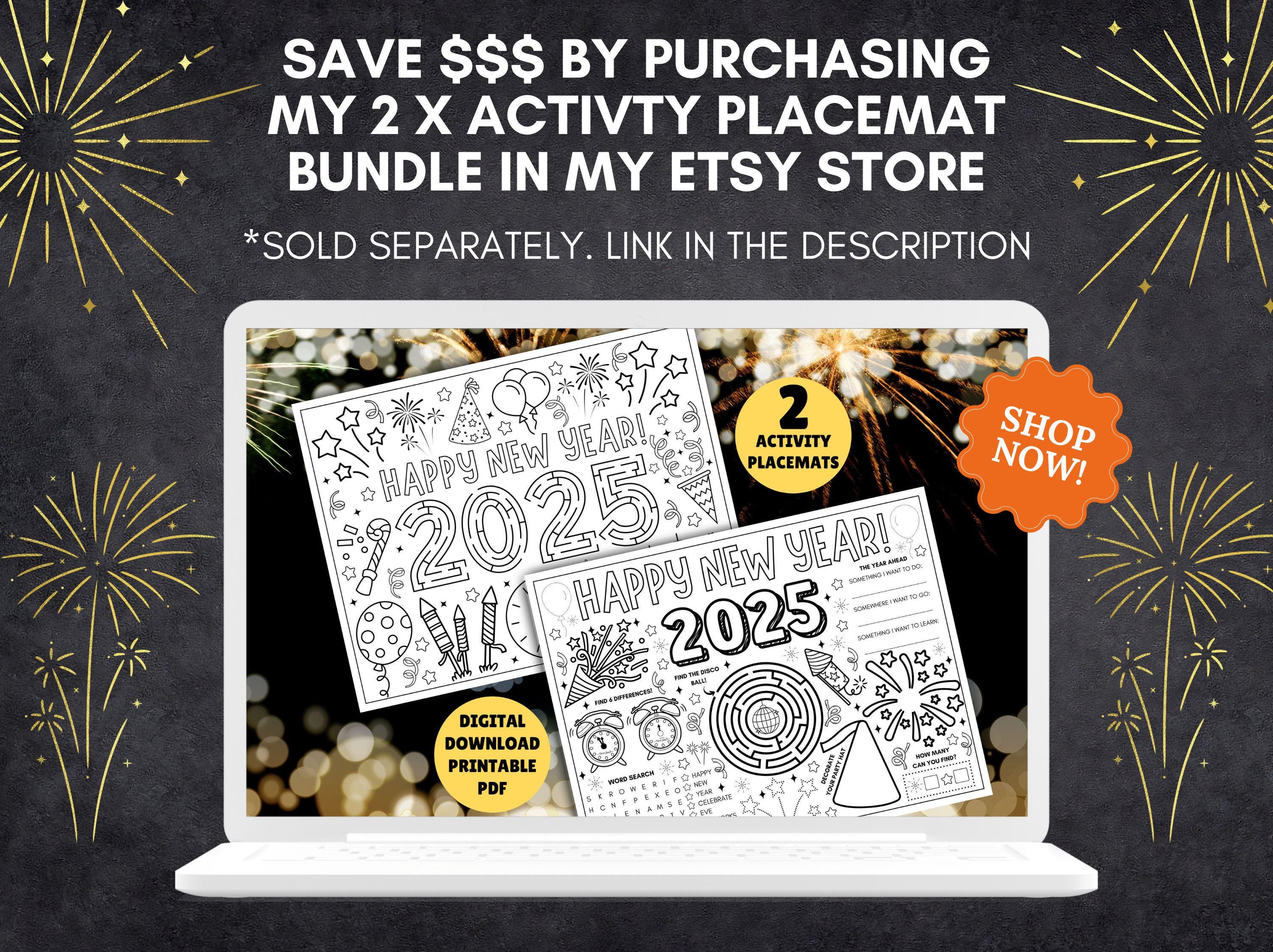 New Years Eve Activity Placemat for Kids - PRINTABLE New Years Activity ...