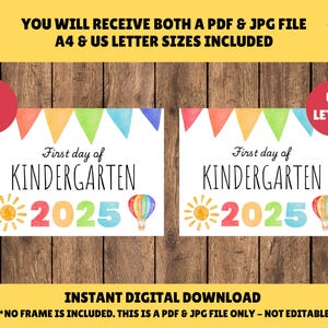 First Day of Kindergarten 2025 - PRINTABLE Digital Sign - Instant ...