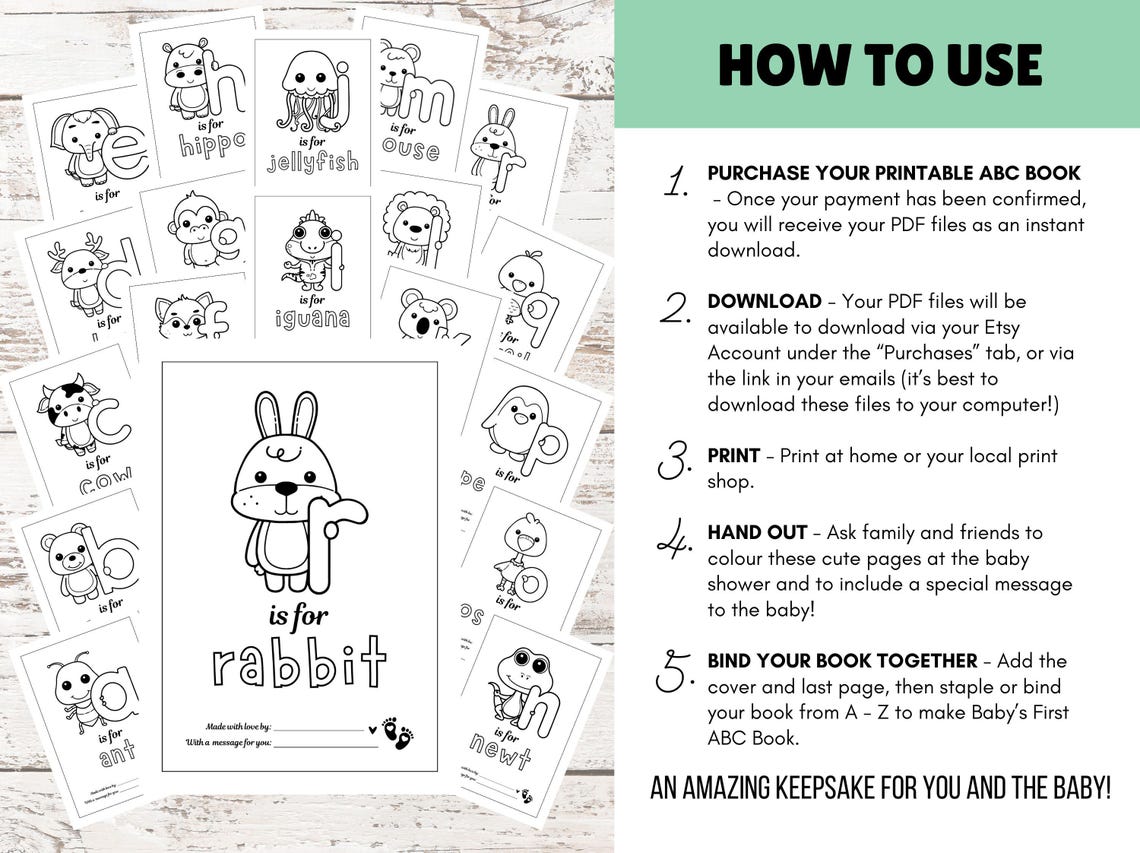 ABC Book - Baby's First ABC Book - Printable PDF Digital Download ...