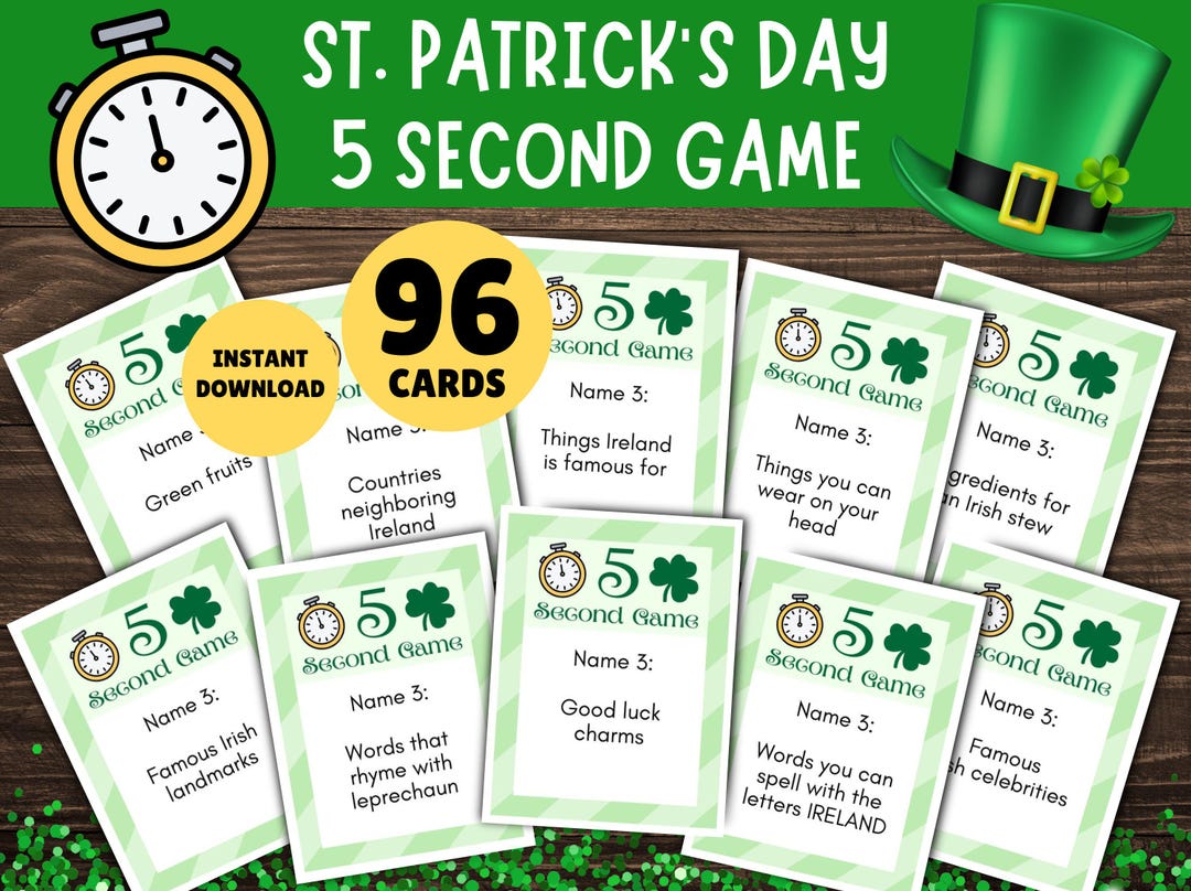 5 Second Game, St. Patrick's Day! PRINTABLE St Patrick's Day Game ...