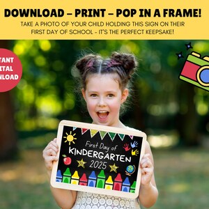 First Day of Kindergarten 2025 - PRINTABLE Digital Chalkboard Sign ...