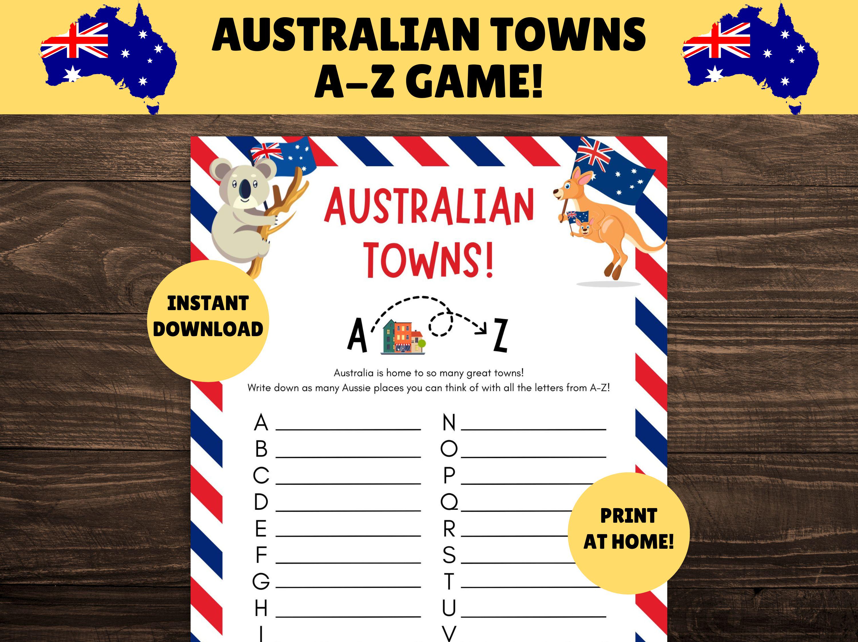 Australian Towns A-Z Game! PRINTABLE Aussie Places Activity Game ...