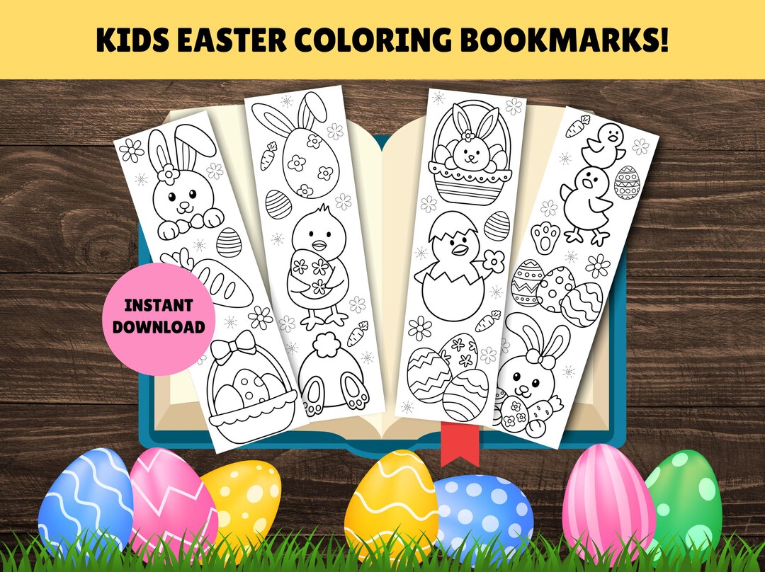 4 X Easter Coloring Bookmarks! PRINTABLE Kids Easter Coloring in ...