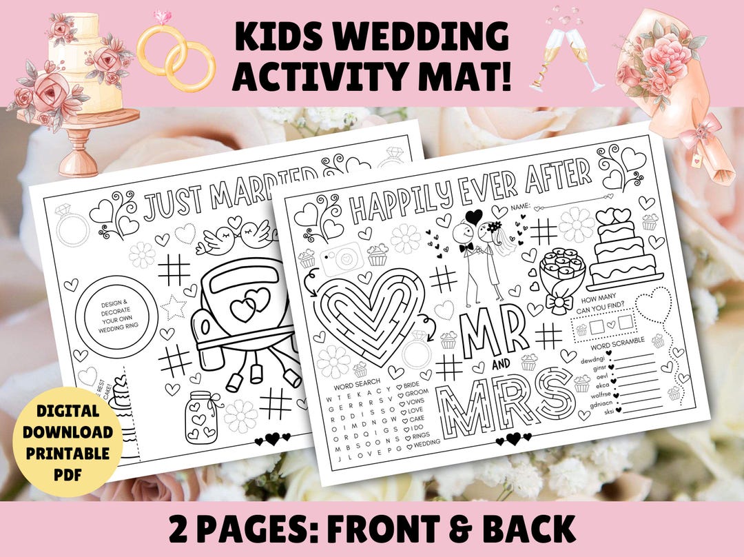 Wedding Activity Placemat for KIDS!! Kids Activity Mat for a Wedding ...