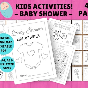 40 Pages - Kids Baby Shower Activities - Activity Book Pack - Instant ...