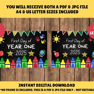First Day of Year One 2025 - PRINTABLE Digital Chalkboard Sign ...