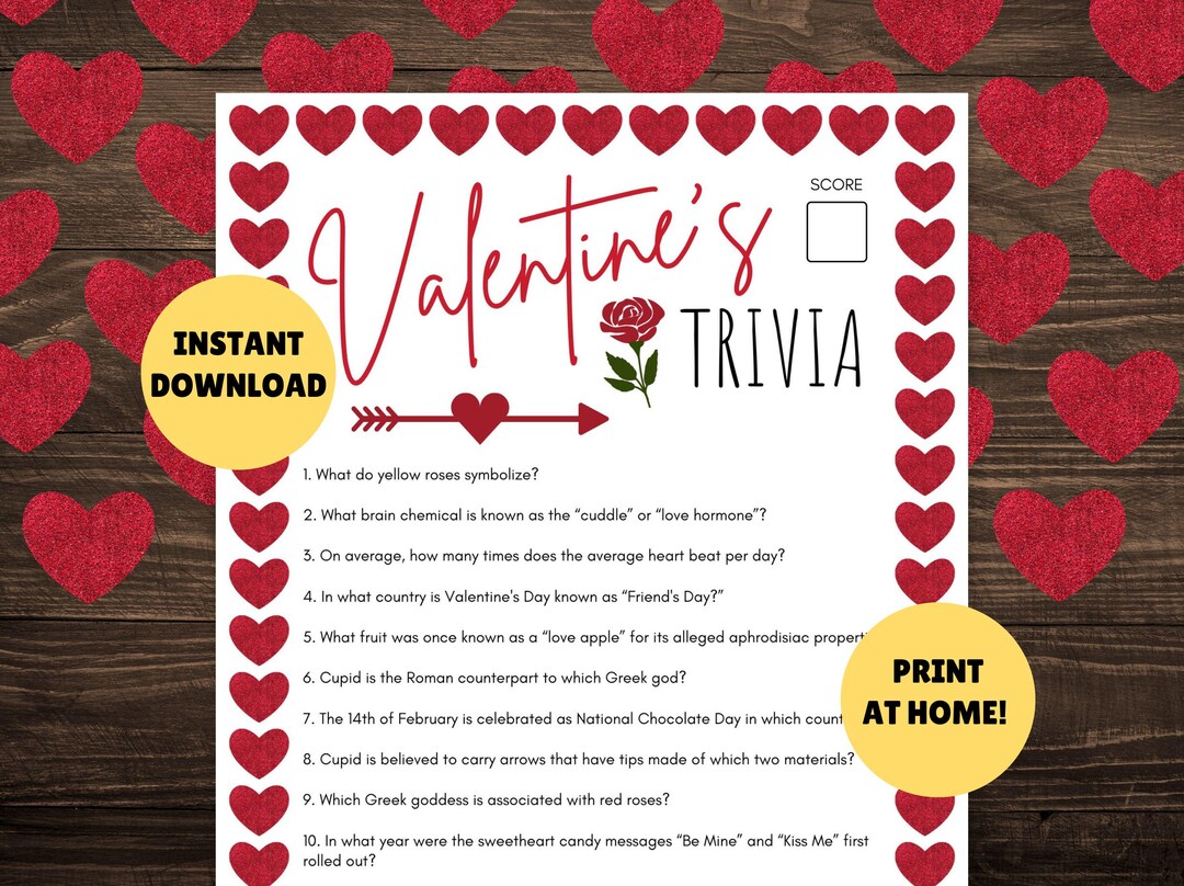 Valentine's Trivia Game! PRINTABLE Valentine's Day Trivia Questions ...